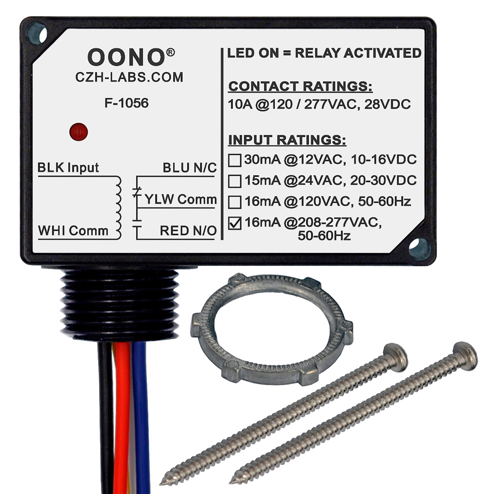 AC 208-277V SPDT 10Amp Power Relay Module, Plastic Enclosure and Pre-wired