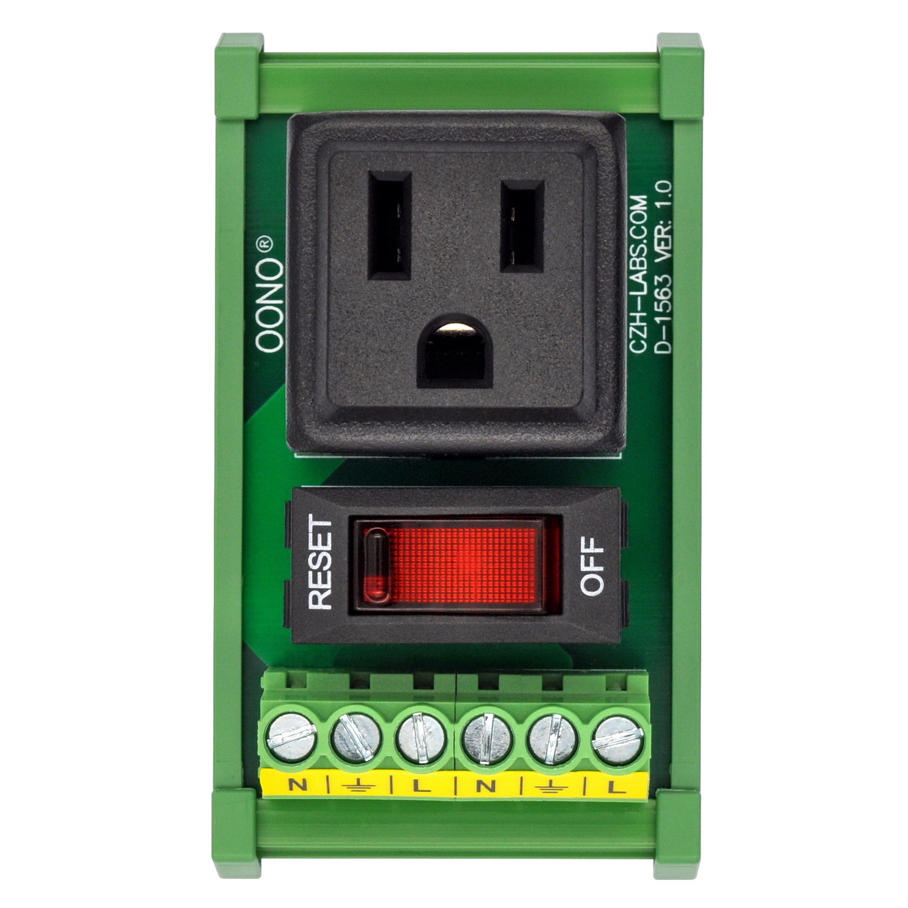 DIN Rail Mount AC 120V NEMA 5-15R Receptacle Outlet Power Module, with ...