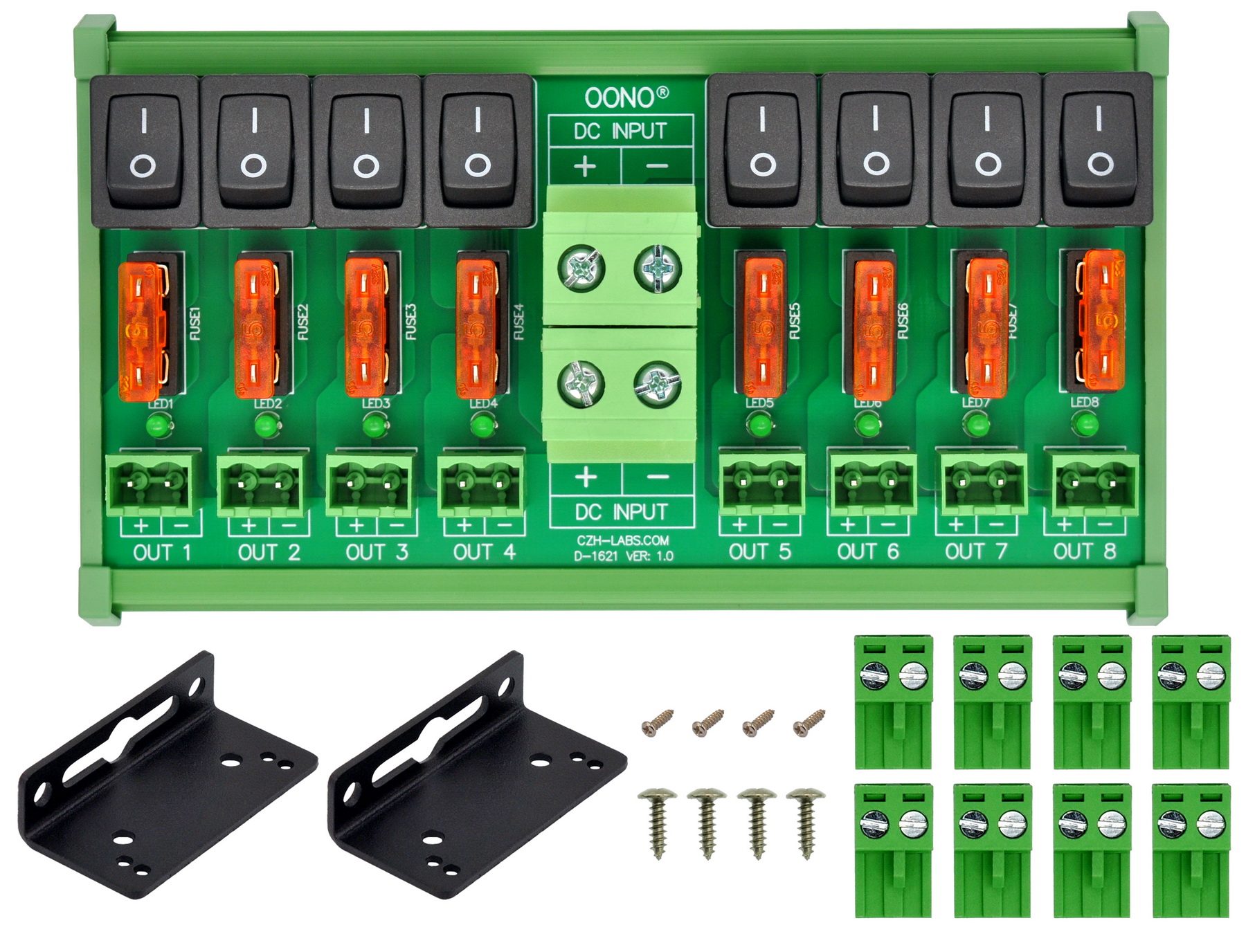 DC 52 Amp 8 Channel Power Distribution Module, Rocker Switch, Fused ...
