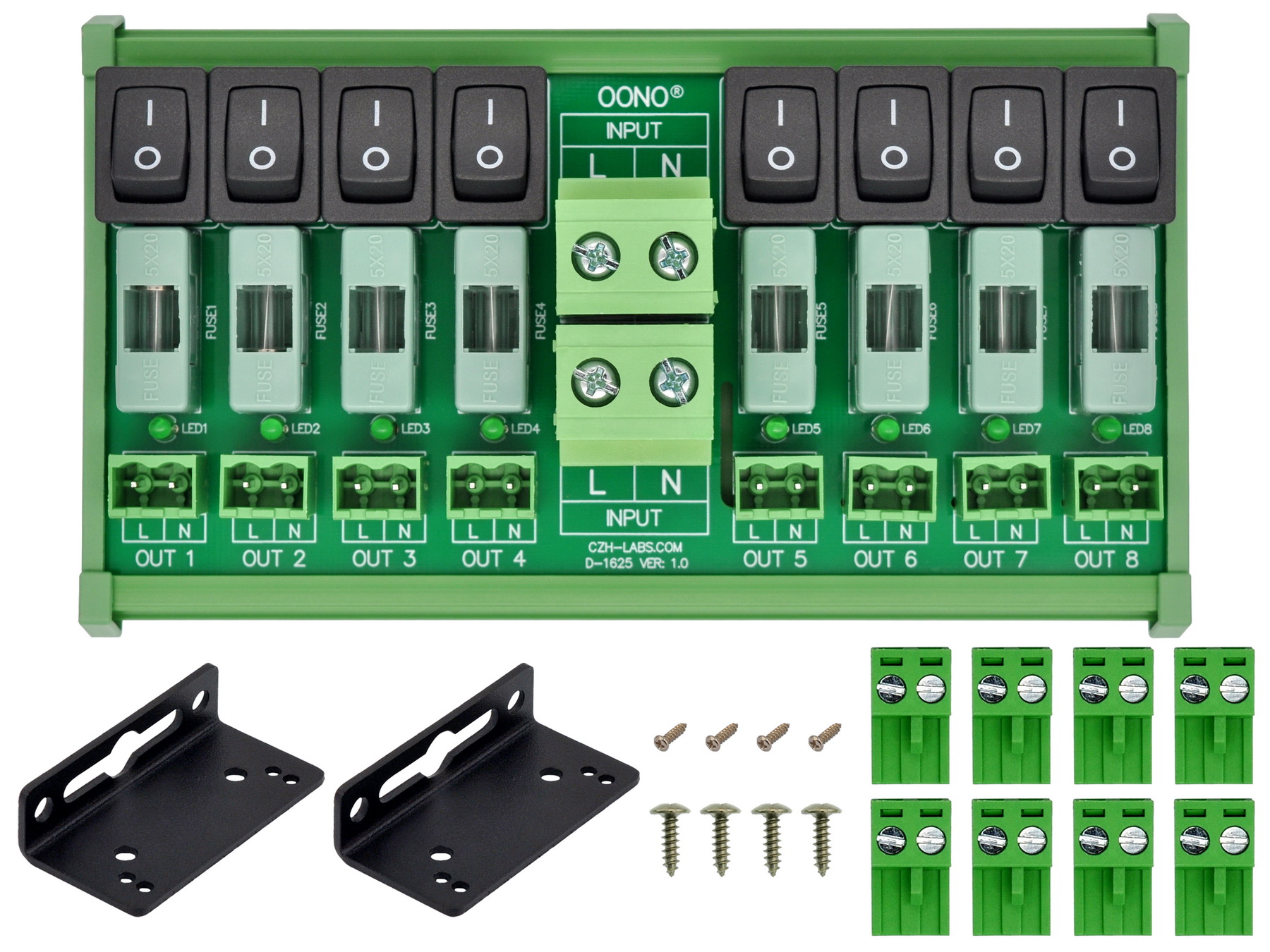 AC 52 Amp 8 Channel Power Distribution Module, Rocker Switch, Fused ...