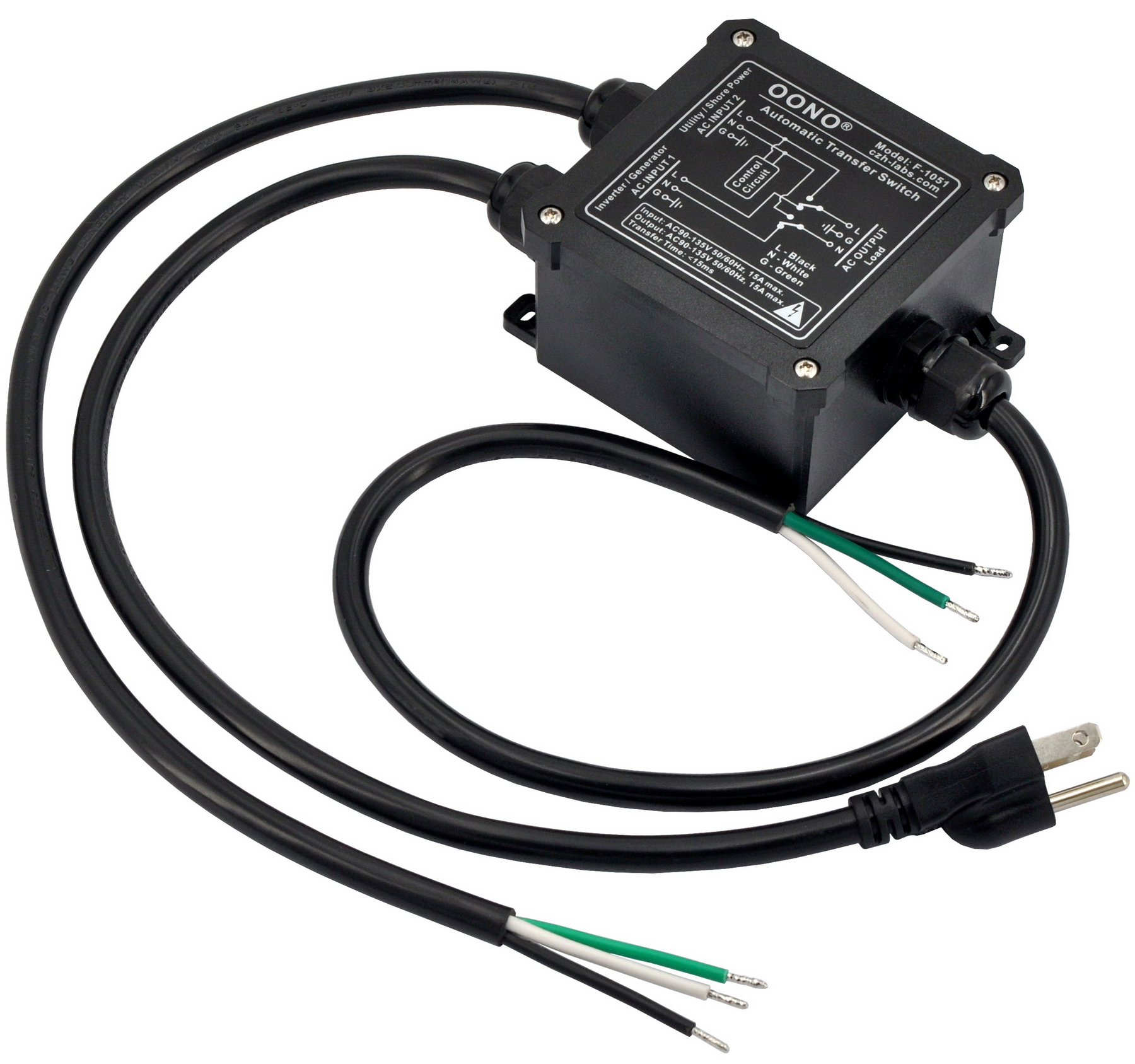 AC120V 15A Automatic Transfer Switch, ATS Auto Transfer Switch, OONO F-1051